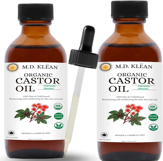 M.D KLEAN Organic Castor Oil - 100% Pure, Natures Botox, Cold Pressed ...