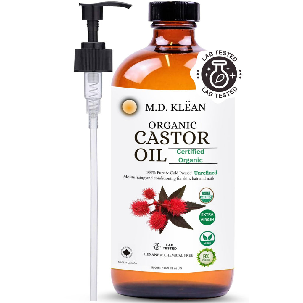 M.D. KLEAN 500 ml Organic Castor Oil - Cold Pressed Unrefined, Hexane ...