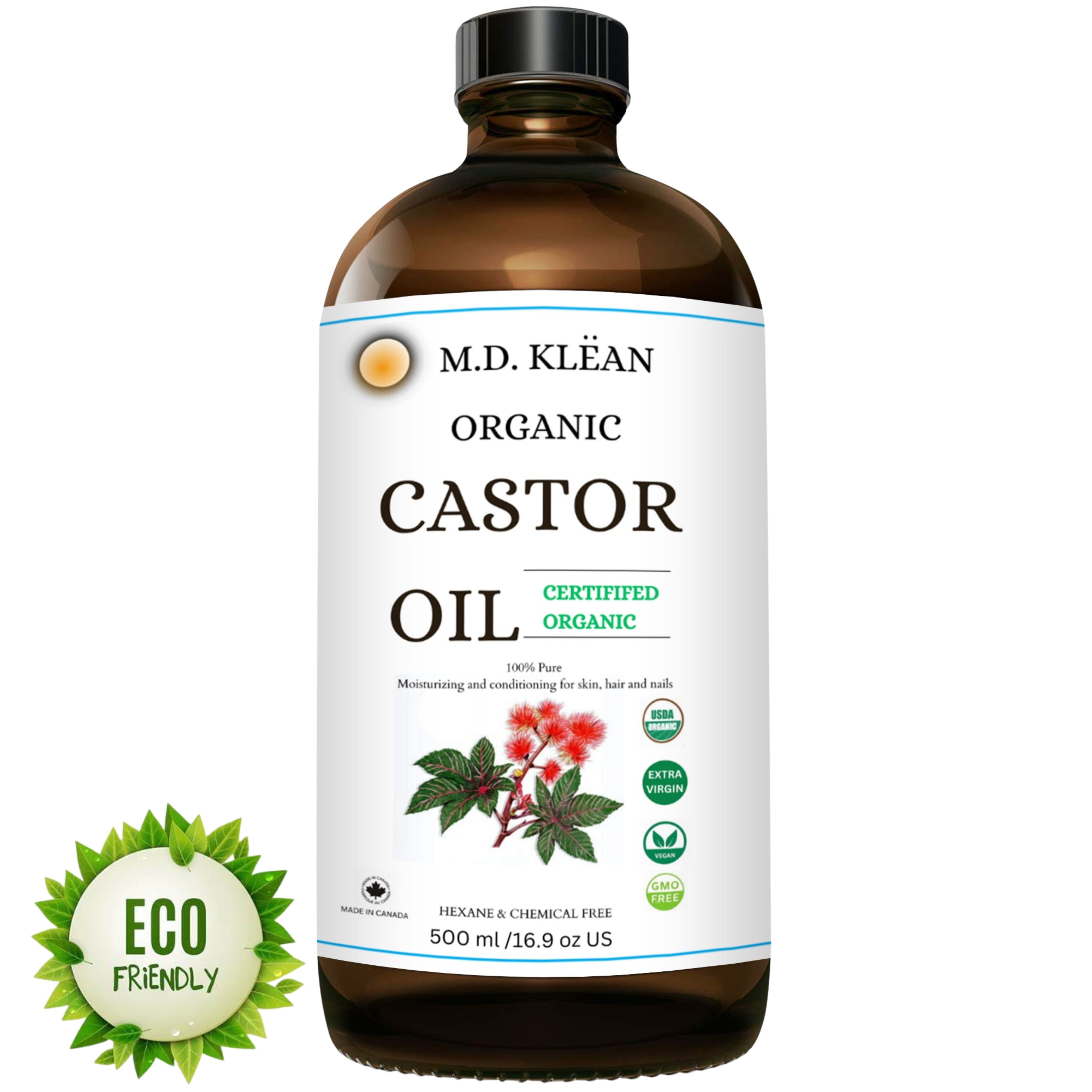 M.D KLEAN Organic Castor Oil - 100% Pure, Natures Botox, Cold Pressed ...